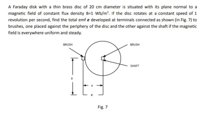 Solved A Faraday disk with a thin brass disc of 20 cm | Chegg.com