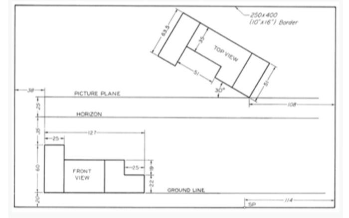 Solved PICTURE PLANE HORIZON FRONT VIEW TOP VIEW GROUND LINE | Chegg.com