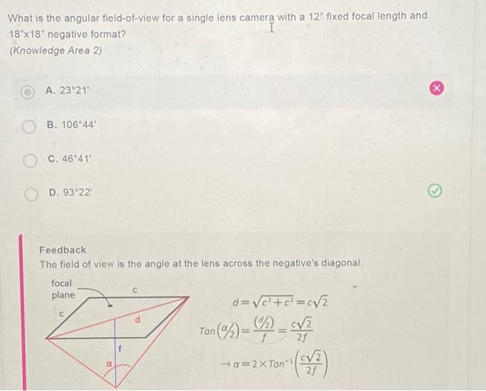Solved What is the angular field-of-view for a single lens | Chegg.com
