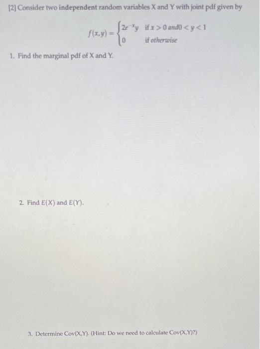 Solved [2] Consider two independent random variables X and Y | Chegg.com