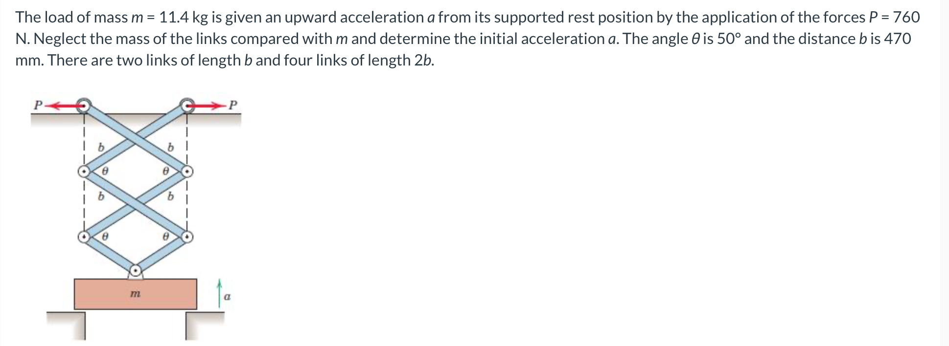 Solved The load of mass m=11.4kg ﻿is given an upward | Chegg.com