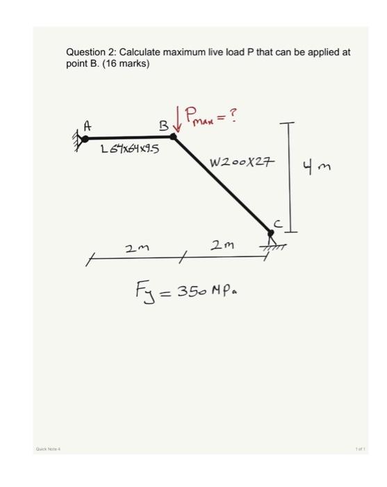 Solved Question 2: Calculate maximum live load P that can be | Chegg.com