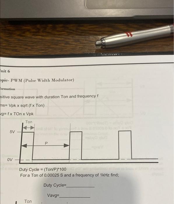 Solved nit 6 opic- PWM (Pulse Width Modulator) formation | Chegg.com