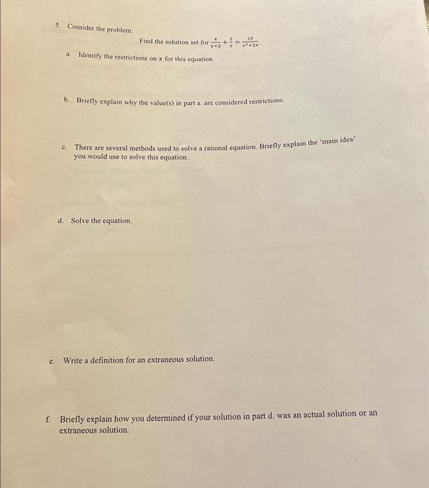 Solved 5. Consider the problem: Find the solution set for a. | Chegg.com