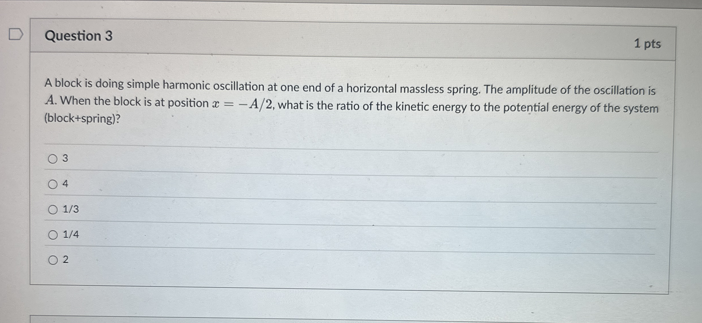 Solved Question 31 ﻿ptsA block is doing simple harmonic | Chegg.com