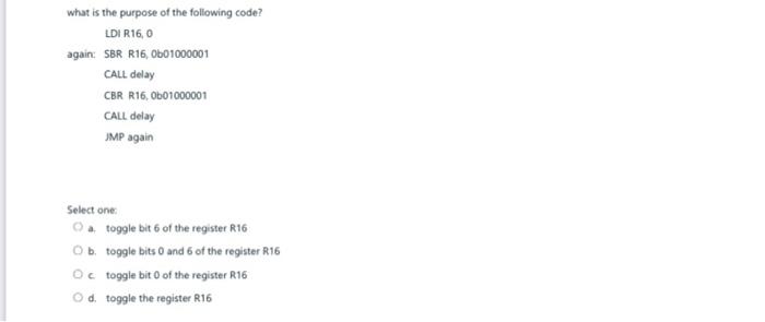Solved what is the purpose of the following code? LDI R16, 0 | Chegg.com