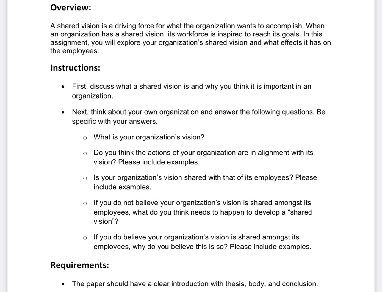 Solved Overview:A shared vision is a driving force for what | Chegg.com