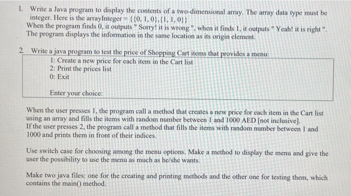 Solved 1 Write A Java Program To Display The Contents Of A Chegg