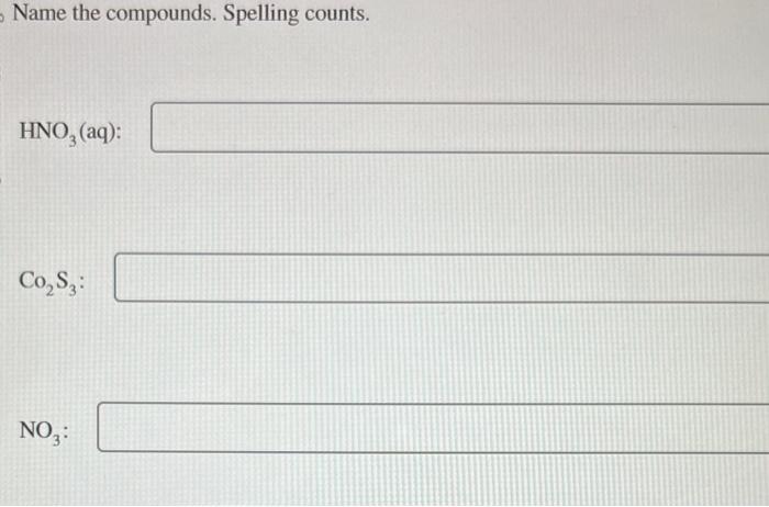 Solved Name the compounds. Spelling counts. | Chegg.com