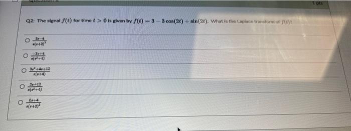 Solved Q2: The signal f(t) for time t>0 is given by | Chegg.com