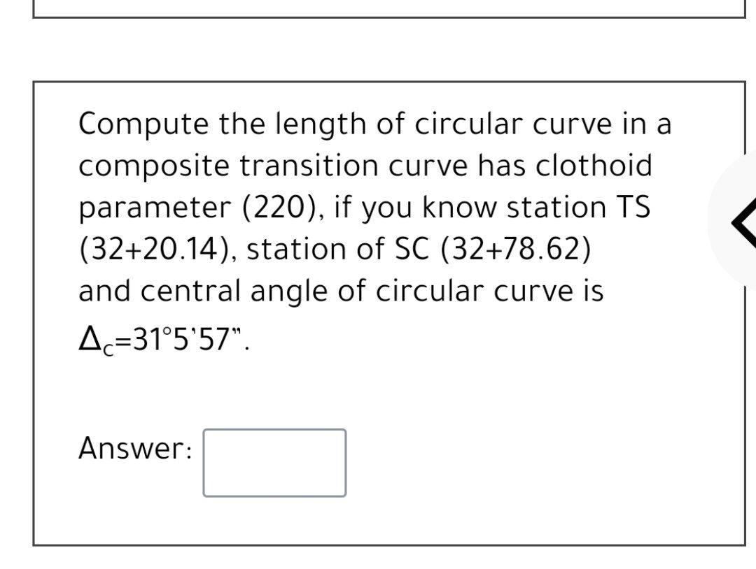 Solved Compute the length of circular curve in a composite | Chegg.com