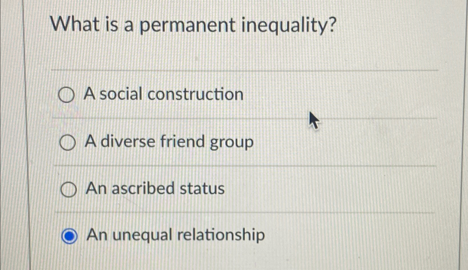 Solved What is a permanent inequality?A social constructionA | Chegg.com