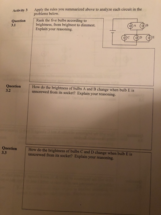 Solved Activity 3 Question 3.1 Apply the rules you | Chegg.com