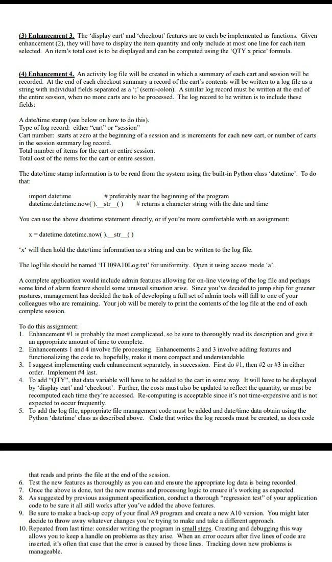 In this assignment you make improvements to the A9 | Chegg.com