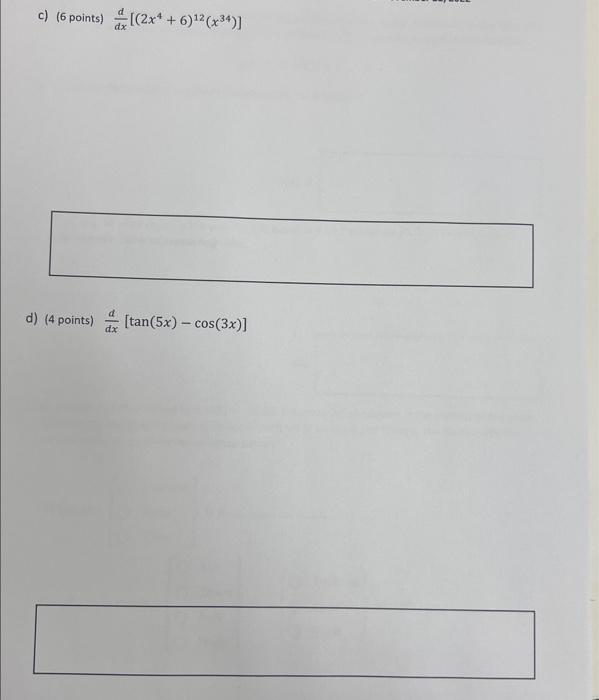 Solved 1. For each part below, differentiate the function | Chegg.com
