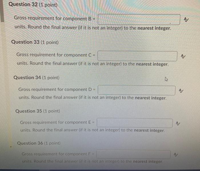 Solved The following product structure shows the components | Chegg.com