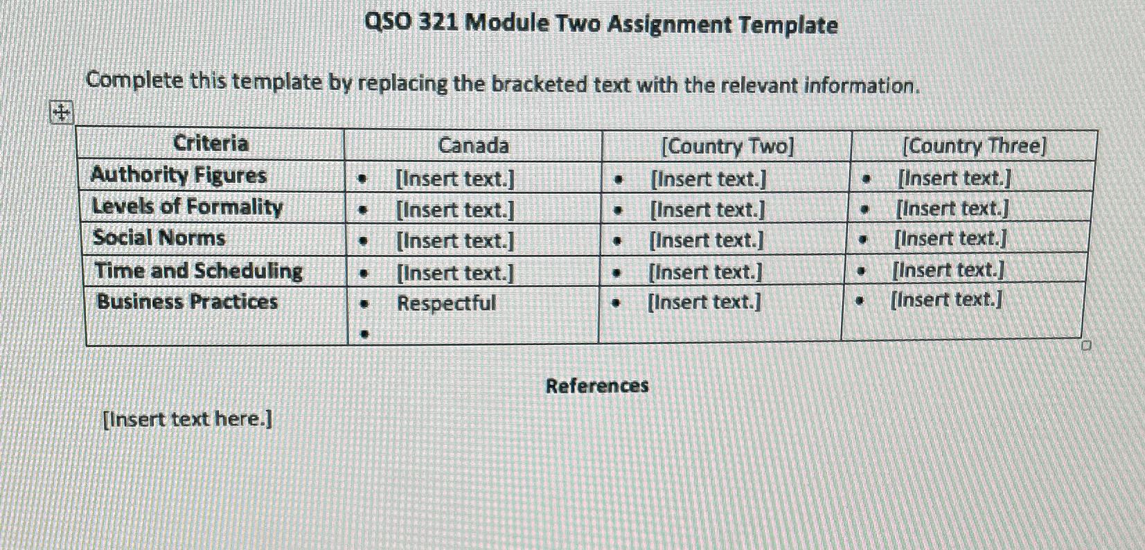 QSO 321 Module Two Assignment Template\\nComplete | Chegg.com