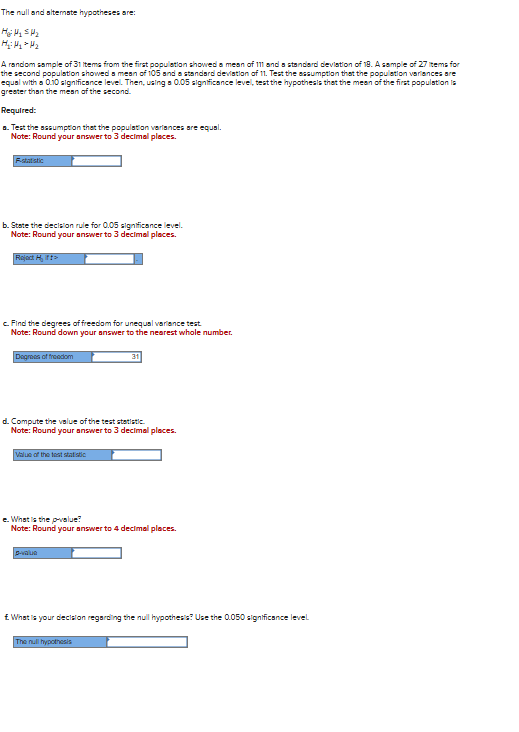 Solved The null and sitemste hypotheses | Chegg.com