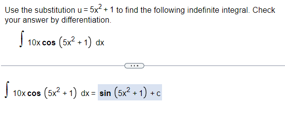 Solved Use the substitution u=5x2+1 ﻿to find the following | Chegg.com