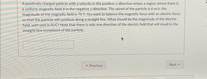 Solved A positively charged particle with a velocity in the | Chegg.com