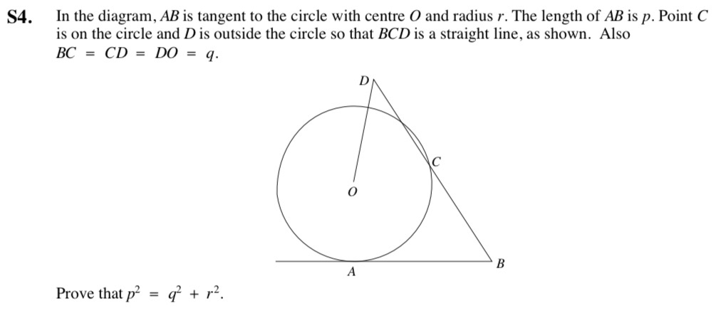 Solved In the diagram, AB ﻿is tangent to the circle with | Chegg.com