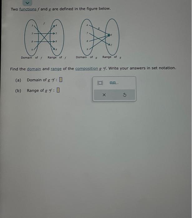 Solved Two functions f and g are defined in the figure | Chegg.com