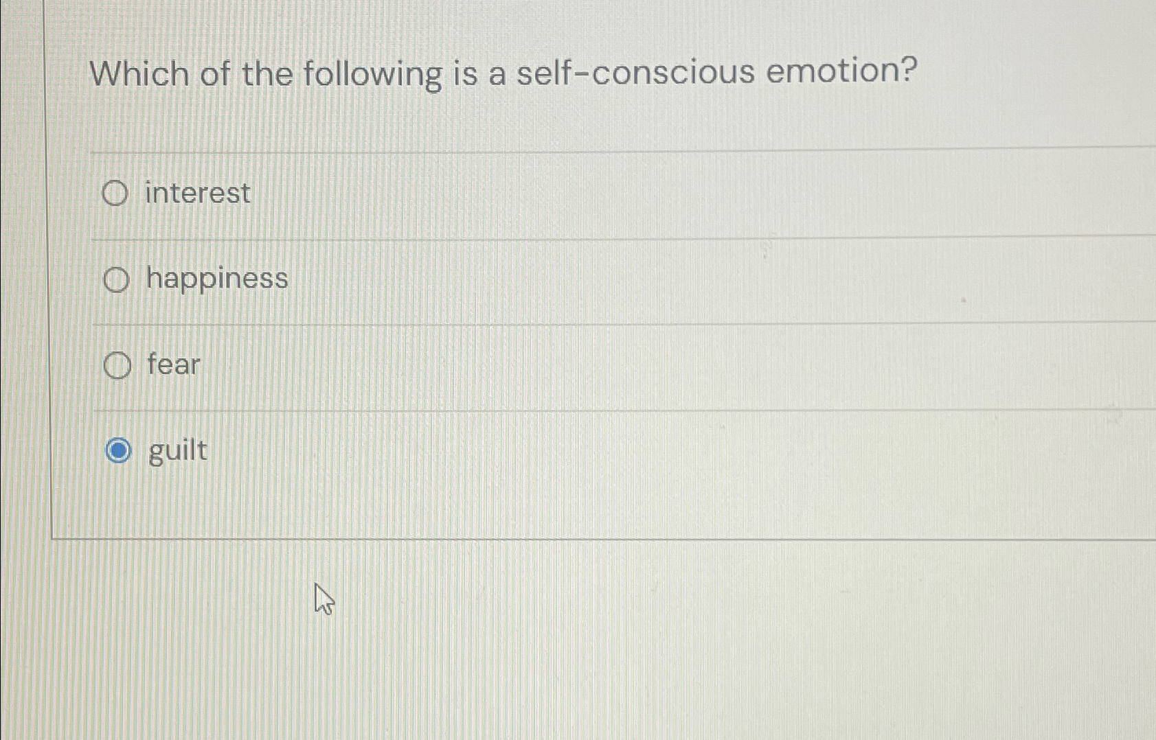 Solved Which of the following is a self-conscious | Chegg.com
