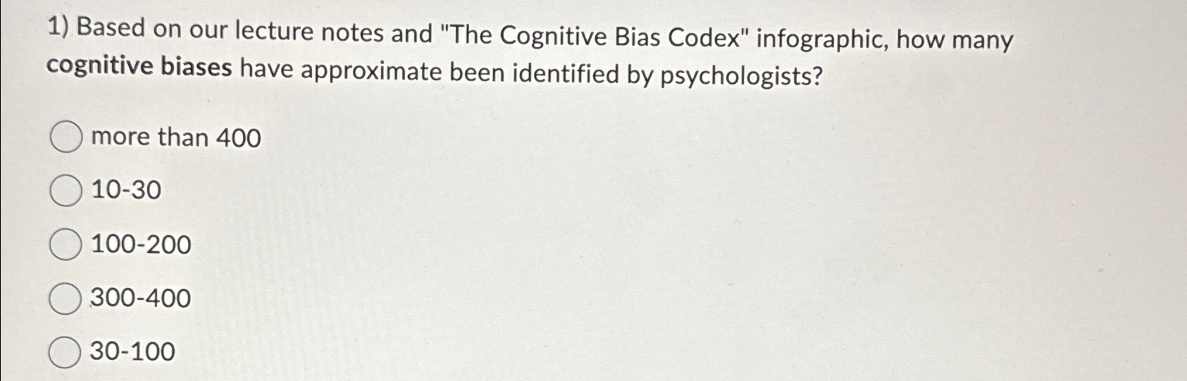 Solved Based on our lecture notes and "The Cognitive Bias | Chegg.com