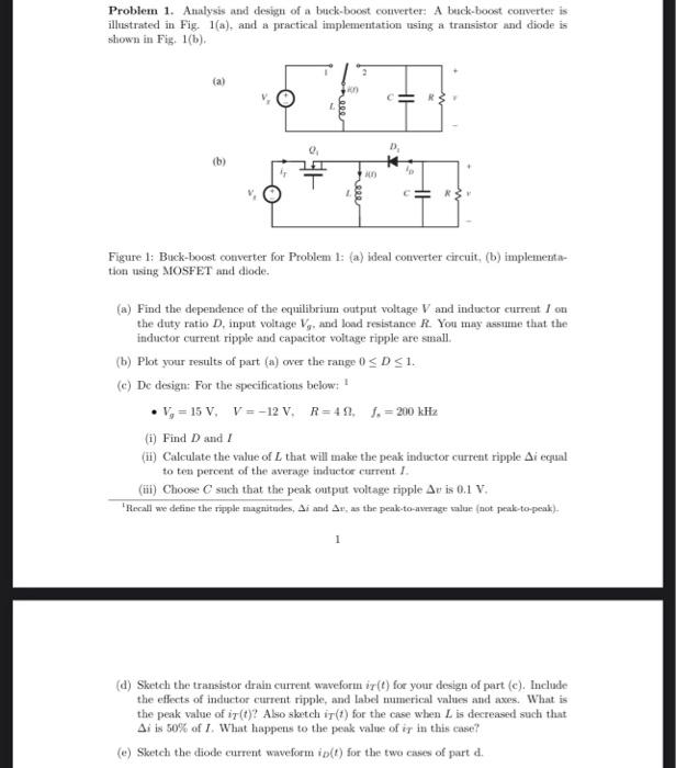 Solved Problem 1. Analysis and design of a buck-boost | Chegg.com