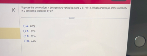 Solved Suppose the correlation, r, ﻿between two variables x | Chegg.com