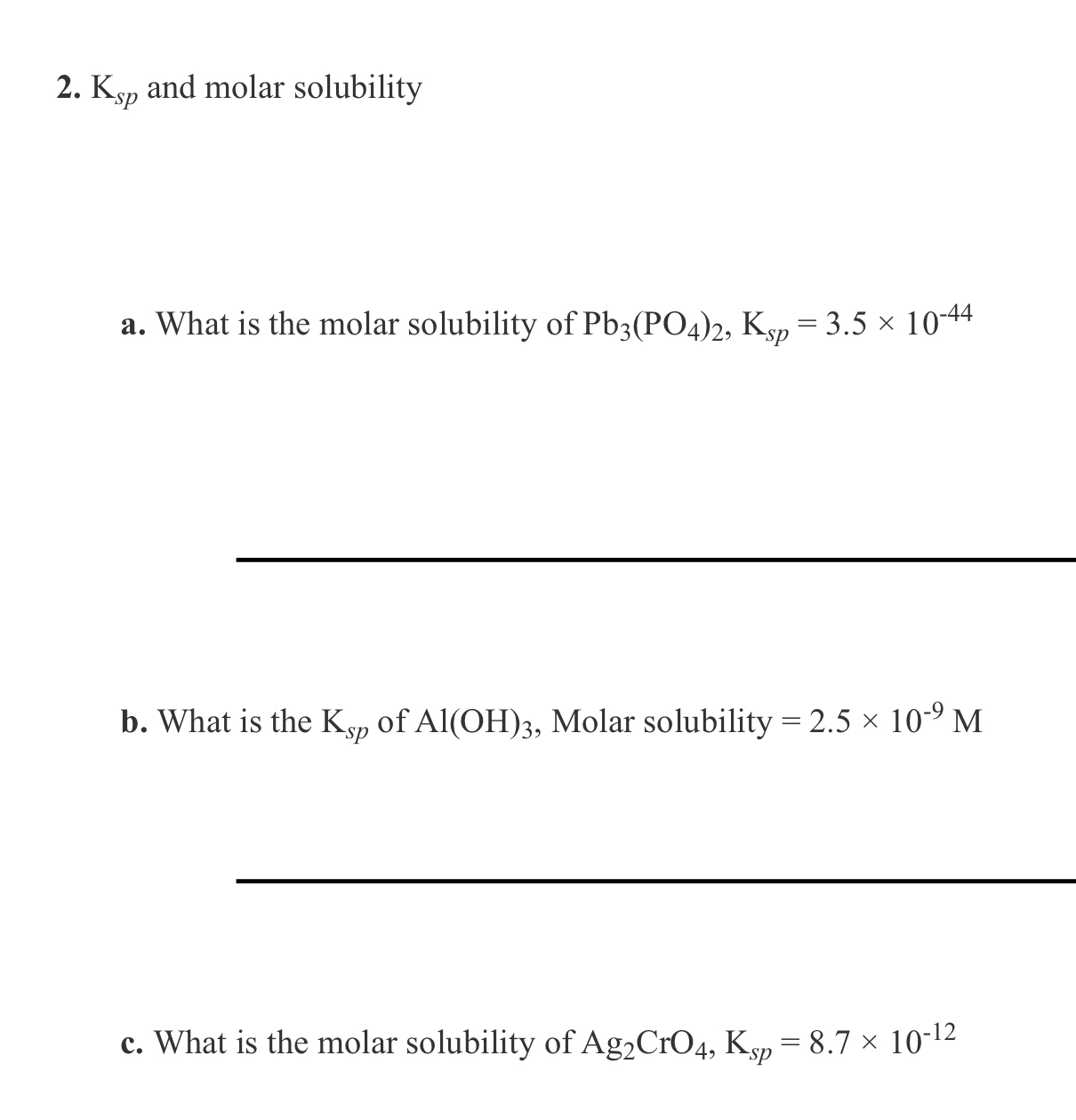 Solved Ksp ﻿and molar solubilitya. ﻿What is the molar | Chegg.com