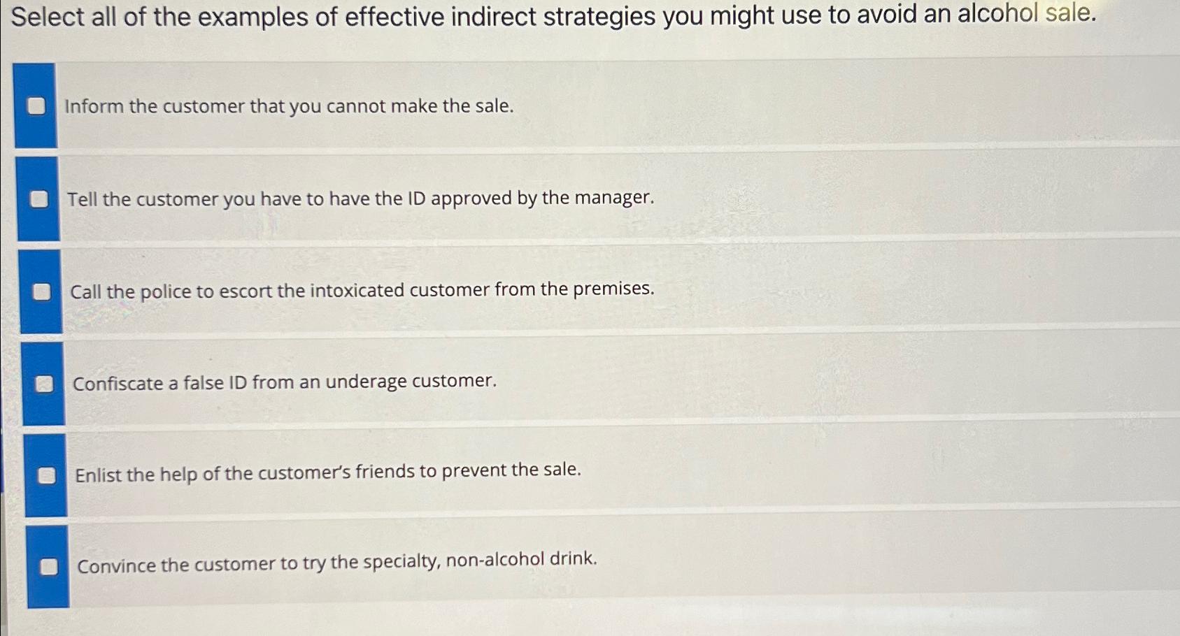 Solved Select all of the examples of effective indirect | Chegg.com