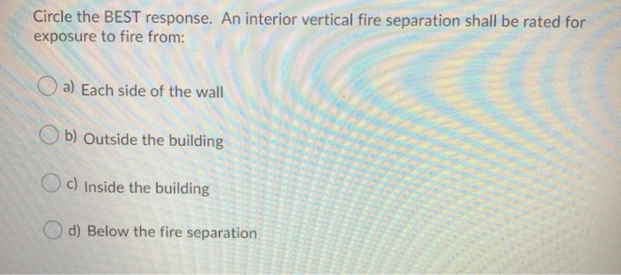 Solved Circle the BEST response. An interior vertical fire | Chegg.com