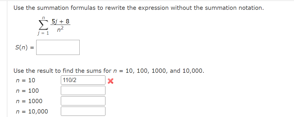 Solved Use the summation formulas to rewrite the expression | Chegg.com