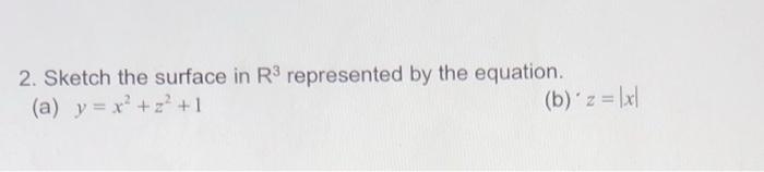 Solved 2. Sketch the surface in R3 represented by the | Chegg.com