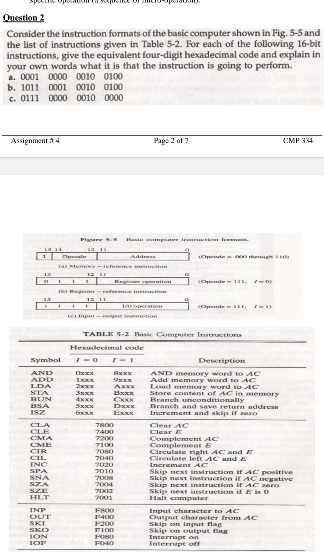 Question 2 Consider the instruction formats of the | Chegg.com