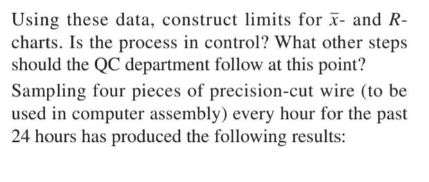 Solved Using these data, construct limits for xˉ− and R− | Chegg.com