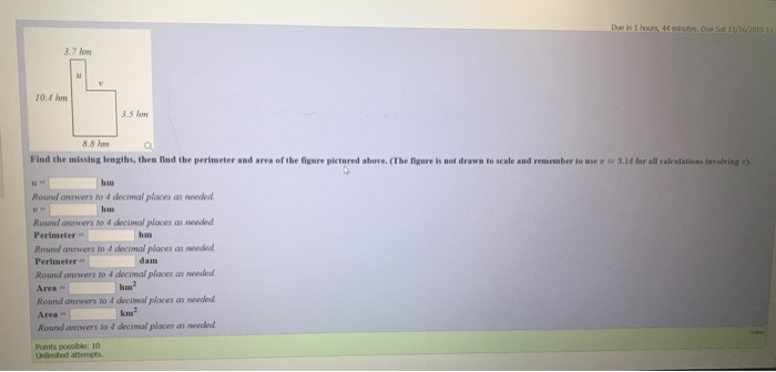 Solved Find the missing lengths, then find the perimeter and | Chegg.com