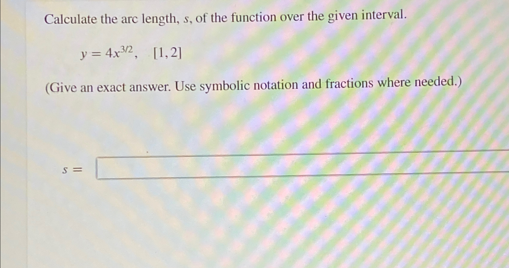 Solved Calculate the arc length, s, ﻿of the function over | Chegg.com
