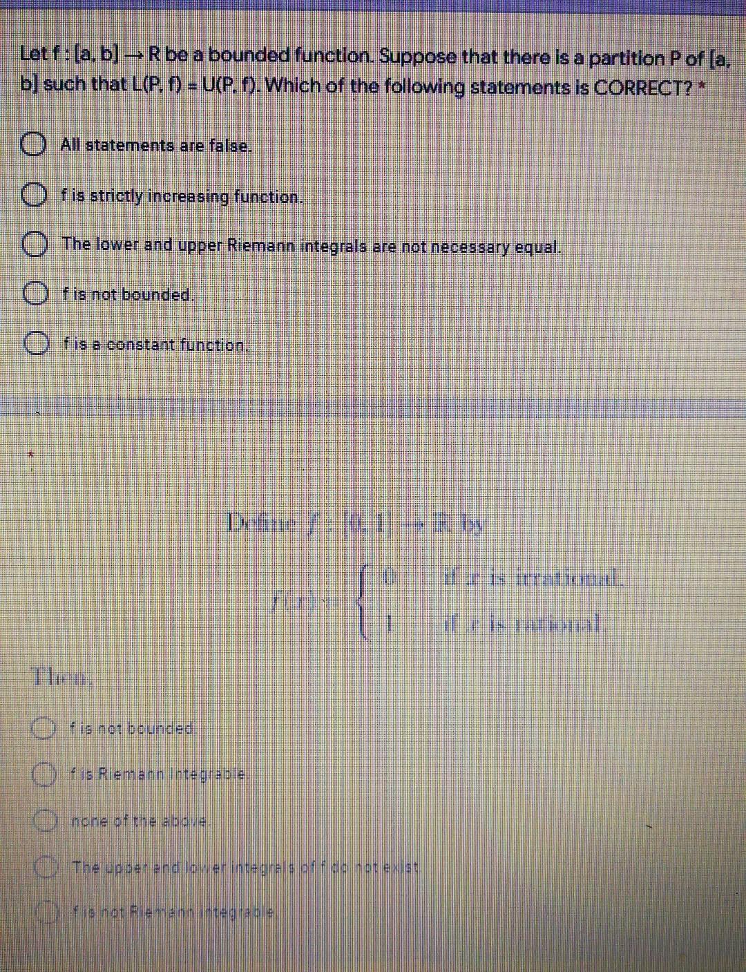Solved Letf: [a, b] -- Rbe a bounded function. Suppose that | Chegg.com