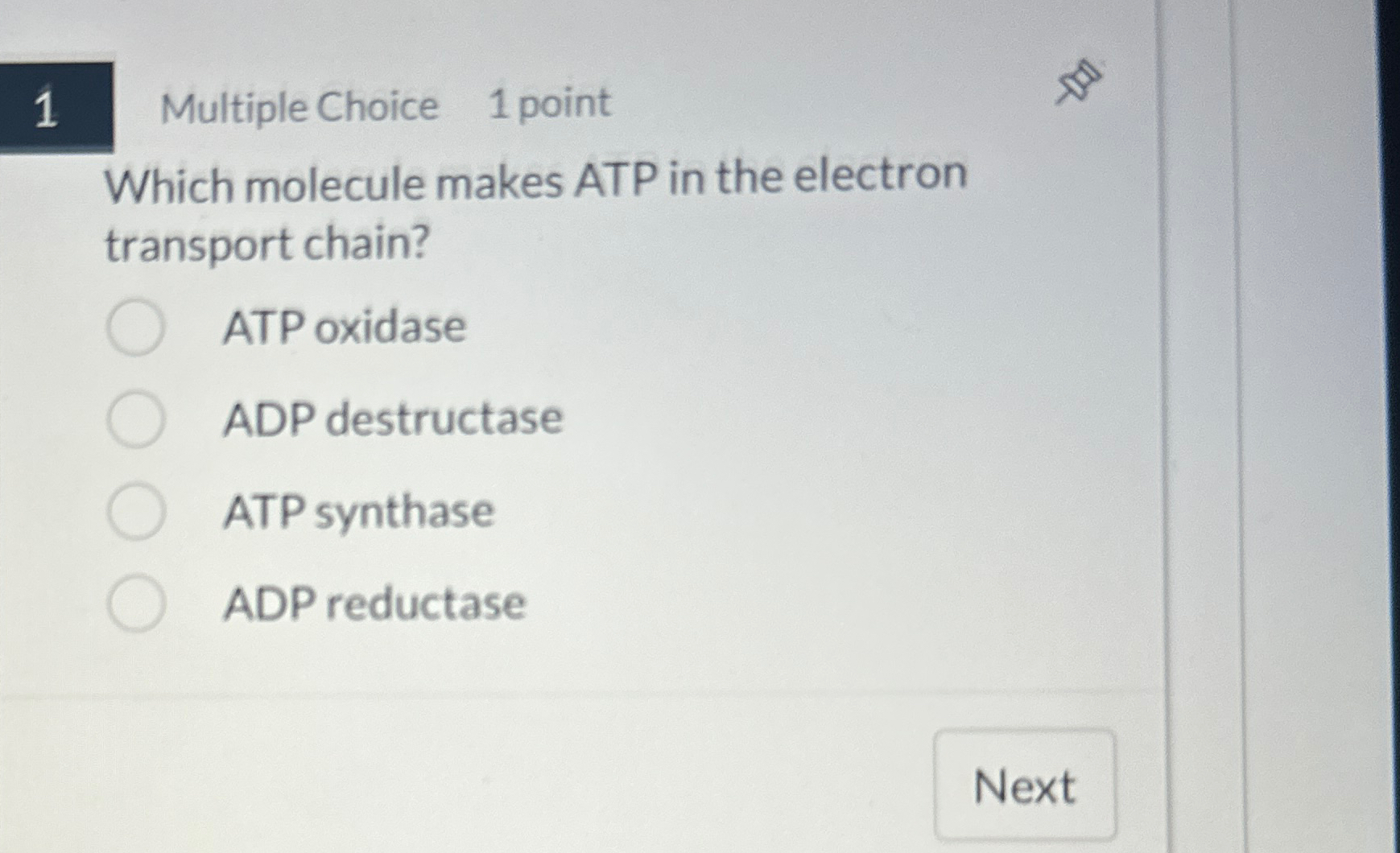 Solved Multiple Choice1 pointWhich molecule makes ATP in | Chegg.com Solved Multiple Choice1 pointWhich molecule makes ATP in | Chegg.com