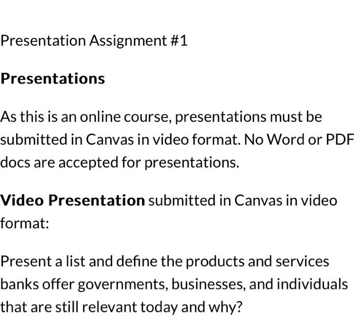 Solved Presentation Assignment \#1 Presentations As this is | Chegg.com