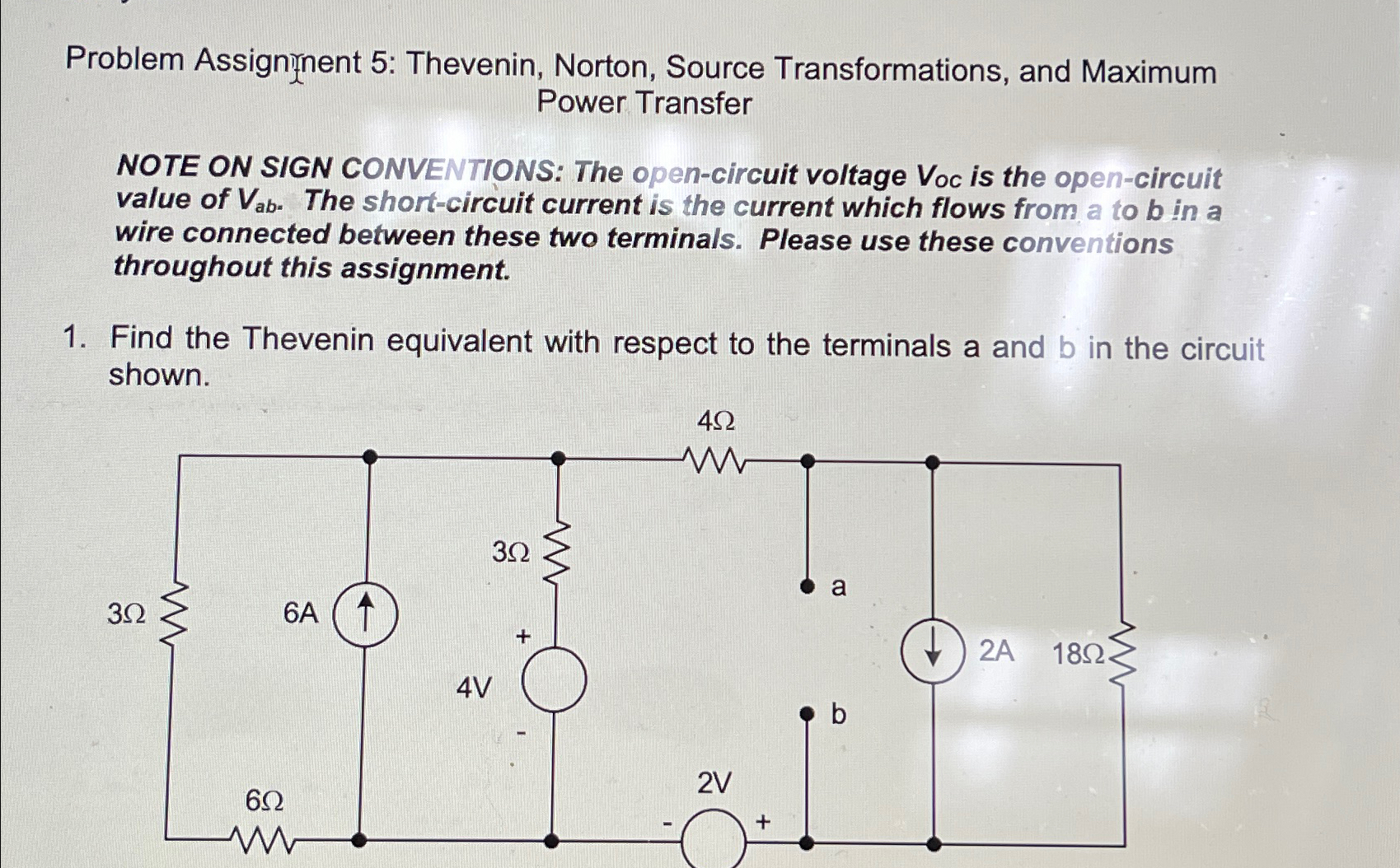 Solved Problem Assignif̃nent 5: Thevenin, Norton, Source | Chegg.com
