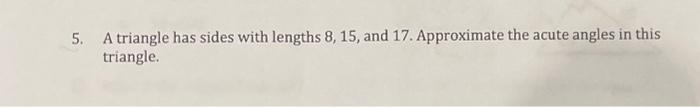 Solved A triangle has sides with lengths 8,15 , and 17 . | Chegg.com
