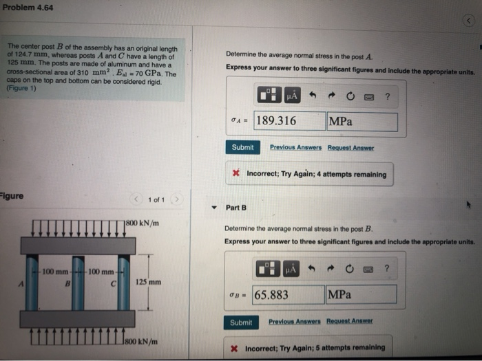 Solved Problem 4.64 The center post B of the assembly has an | Chegg.com