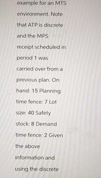 Solved example for an MTS environment. Note that ATP is | Chegg.com