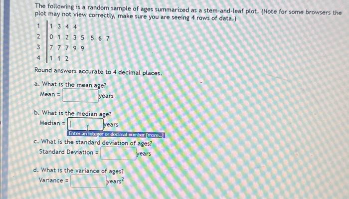 Solved The following is a random sample of ages summarized | Chegg.com