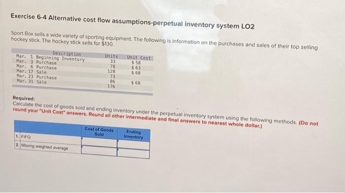 Solved Exercise 6-4 Alternative cost flow | Chegg.com