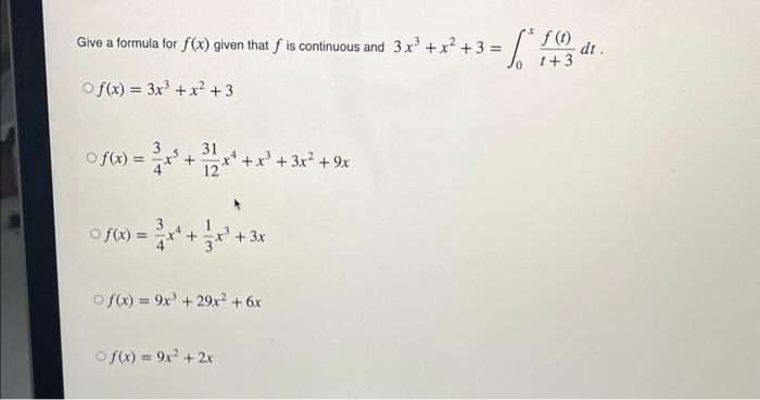 Solved Give a formula for f(x) given that f is continuous | Chegg.com