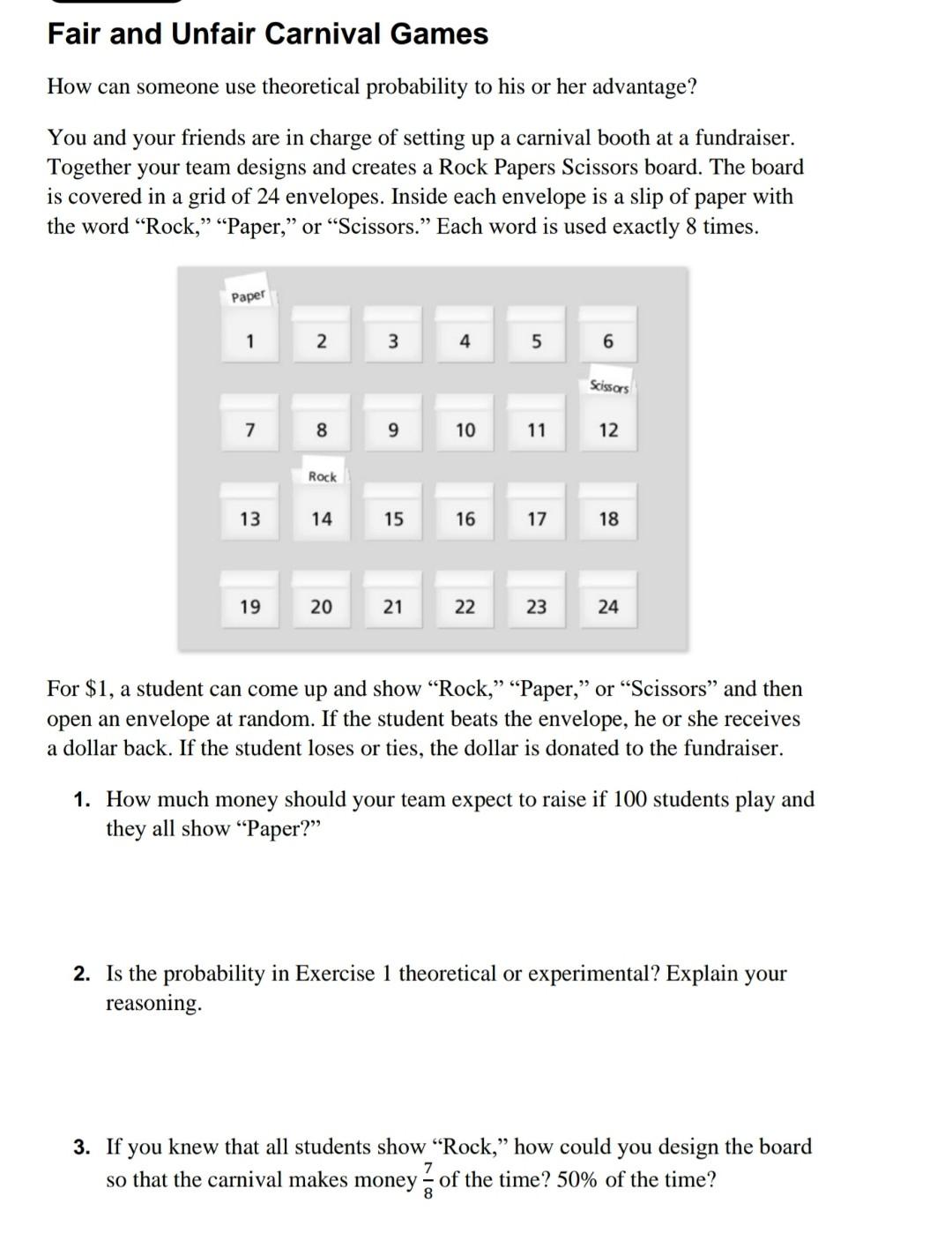 Solved Fair and Unfair Carnival Games How can someone use | Chegg.com